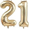 Amazon.com: 40 Inch Light Gold 21 Number Balloons White Gold Giant 12 Foil Mylar Helium Large ...