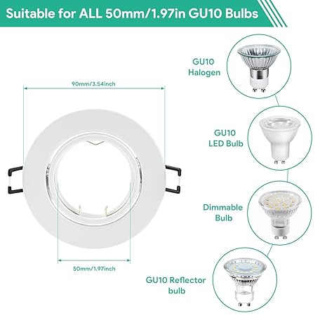 Mua Set of 10 Recessed Spotlights GU10 Mounting Frame White 230 V ...