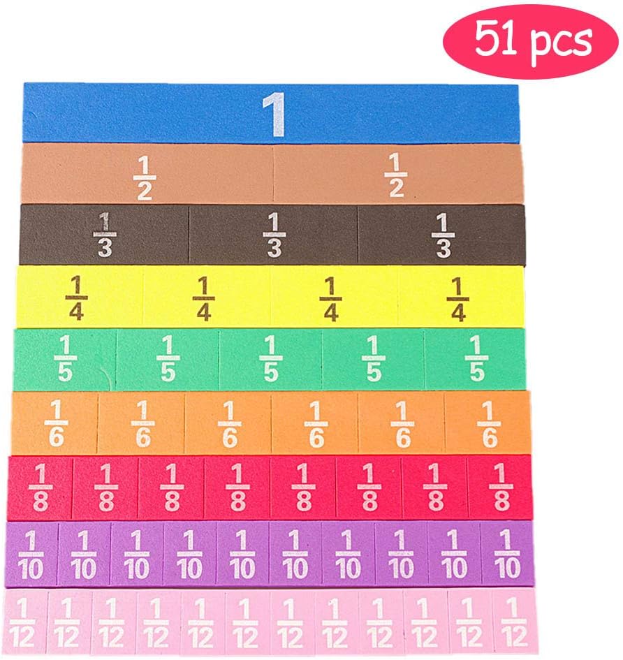 Rainbow Fraction Tiles - Learning Fraction, Mat, 51 Math Manipulatives ...