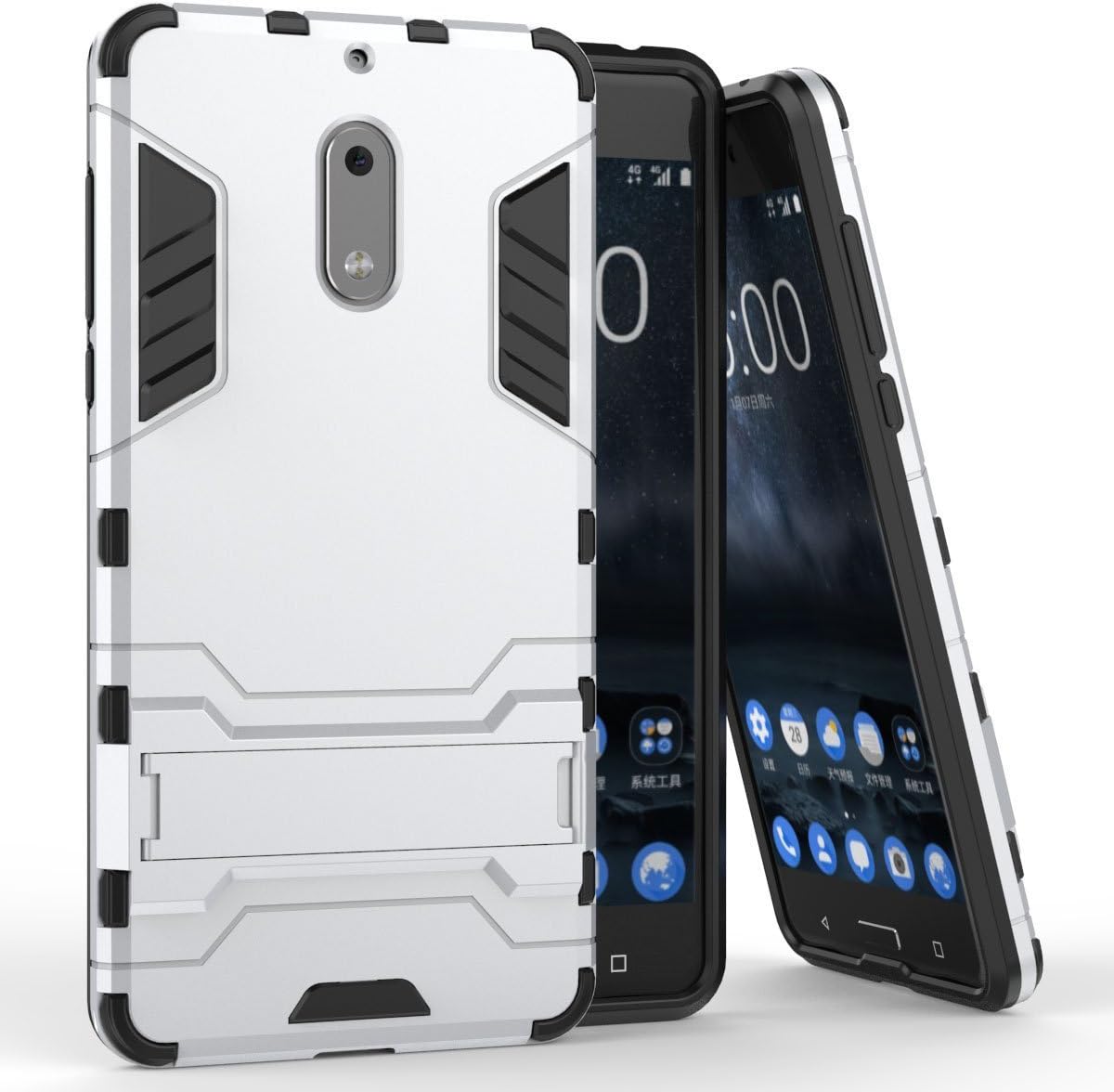 Funda para Nokia 6 (5,5 Pulgadas) 2 en 1 Híbrida Rugged Armor Case ...