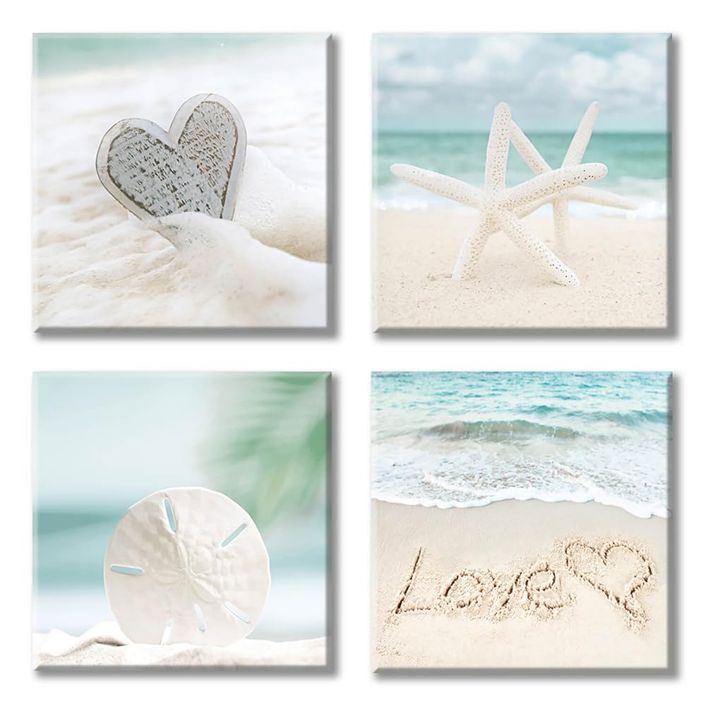 UTOP-art Seashell Beach Pictures Canvas Wall Art For Bathroom Love ...
