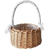 Amazon.com: Wicker Rattan Flower Basket, Wedding Flower Girl Baskets ...