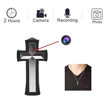 MATECam Wearable Cross Necklace Spy Camera/Hidden Surveillance Security ...