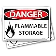 Amazon.com: (2 pack) Danger Flammable Storage Cabinet Label, 7 x 10 ...
