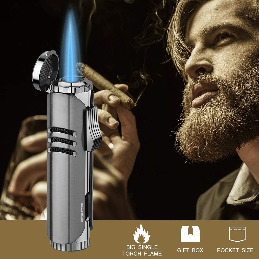 PIPITA Torch Lighter Windproof Cigar Butane Gas Lighter Jet Single ...