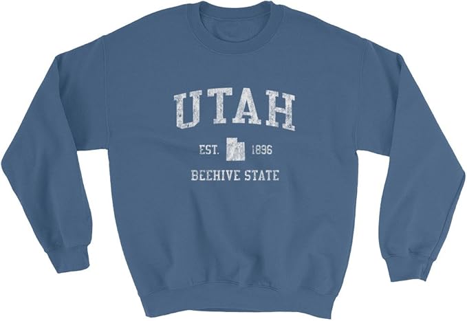 Utah UT Sweatshirt Vintage Sports Gift Ideas State Design - Indigo Blue ...