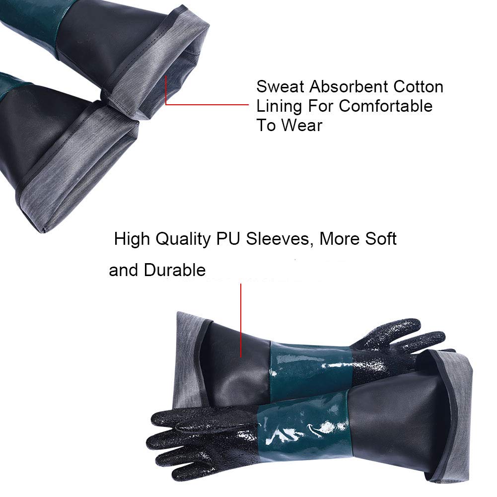 Heavy Duty Rubber Sandblasting Sandblaster Gloves, Sand Shot Grit Bead ...
