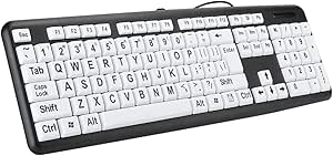 Amazon.com: Large Print Computer Keyboard, USB Wired Computer Keyboard ...
