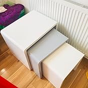 GOLDFAN Nest of 3 tables High Gloss Coffee Table Set Nesting Tables Wood Coffee Table Living ...