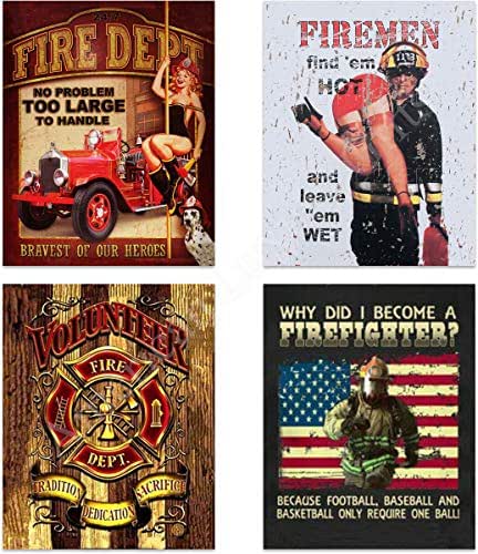 Amazon.com: Fire Department Vintage Signs- 4 Image Set- 8 x10"s Wall ...