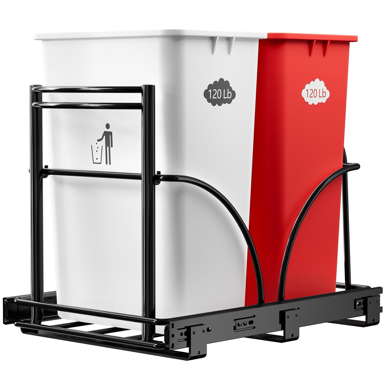 AMENER Dual Under Sink Trash Can Heavy Duty Pull Out Trash Can Under ...