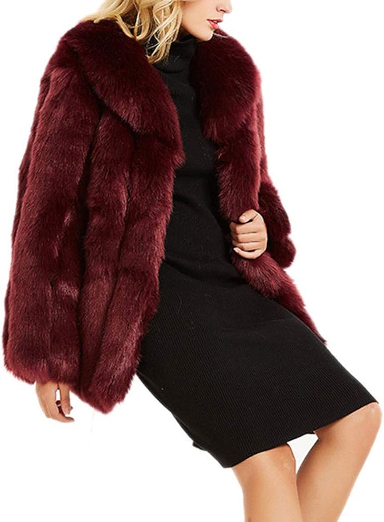 Tngan Womens Fuax Fur Coat Winter Warm Fluffy Faux Fur Parka Jacket ...