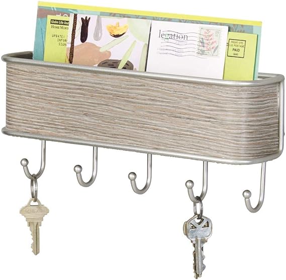 Amazon.com: mDesign Wall Mount Metal Mail Organizer Storage Basket - 5 ...
