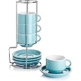 Amazon.com | Sweese 4 Ounce Porcelain Stackable Espresso Cups with ...