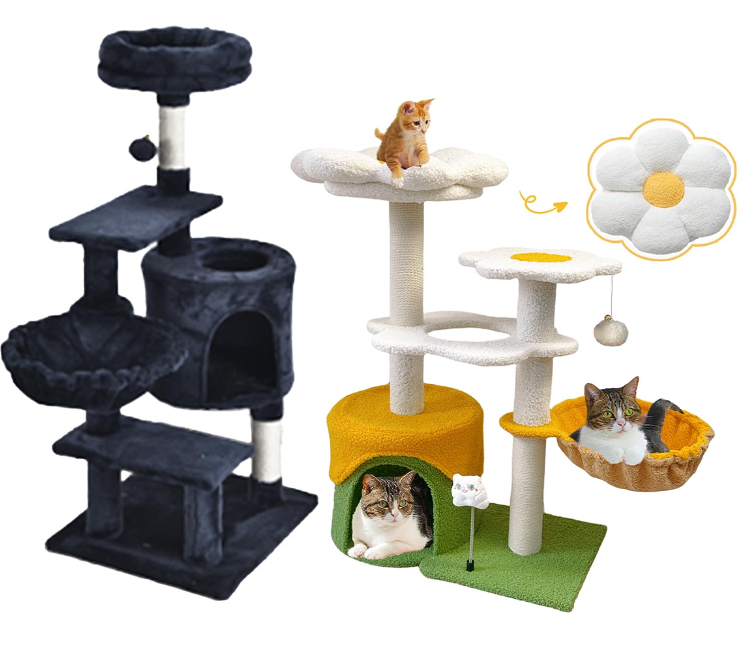 KWOJU Flower Cat Tree 36 Inches for Indoor Cats, Multi-Level Cat Tower ...