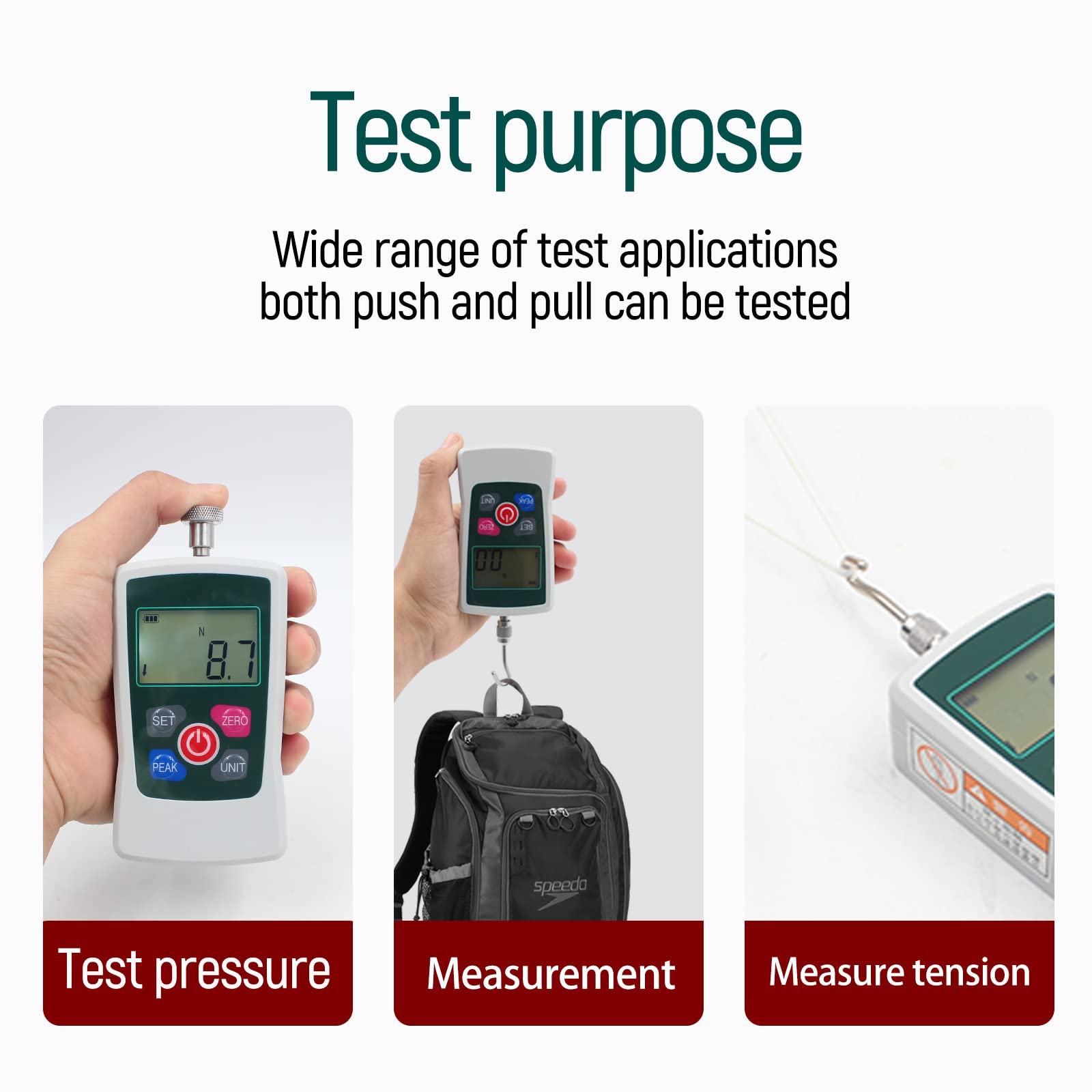 Mua 500N Digital Force Gauge Push and Pull Tester Meter with 4 ...