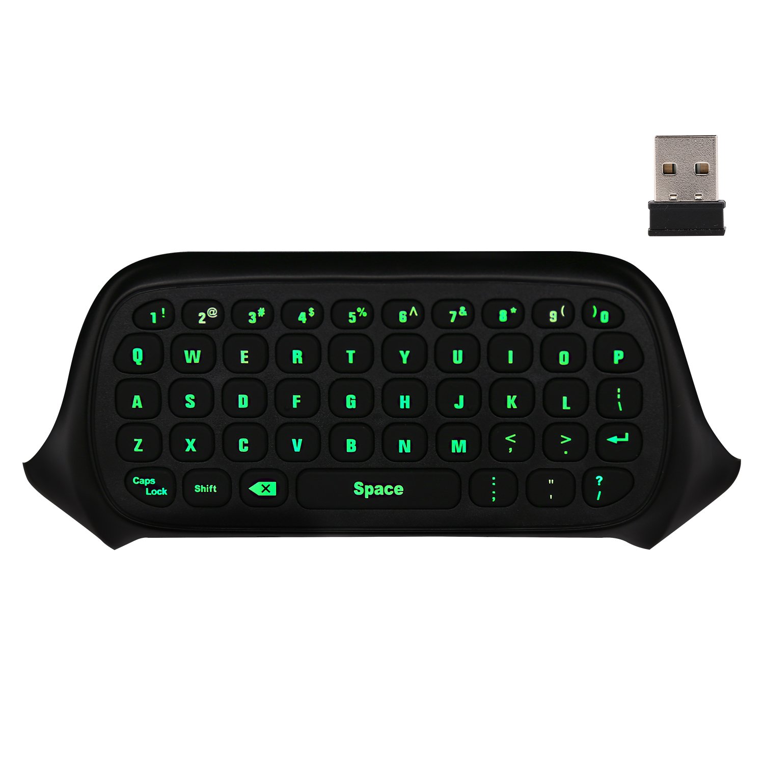 MoKo Xbox One Mini Green Backlight Keyboard, 2.4G Receiver Wireless ...