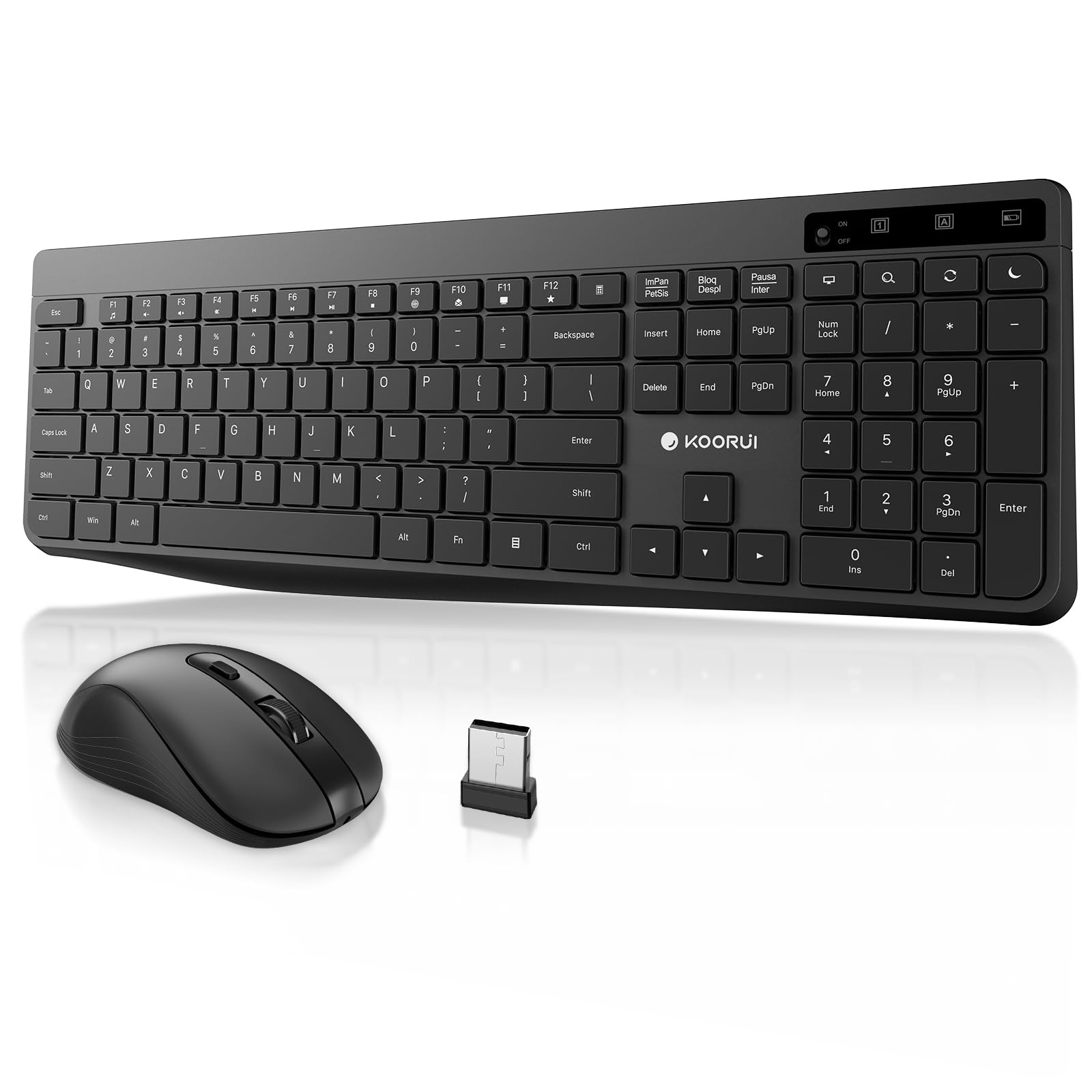 Mua Wireless Keyboard and Mouse Combo,KOORUI 2.4G Silent Full Size Ergonomic Keyboard Mouse,12 ...