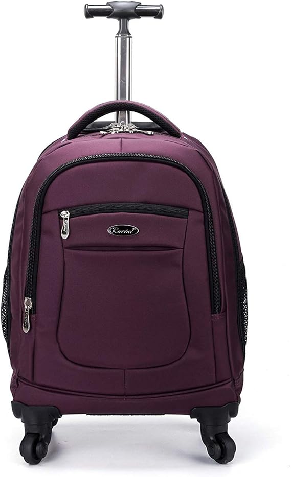 Amazon.com: Racini Nylon Rolling Backpack, Water-Resistant Travel ...