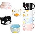 Amazon.com: Jifoow Cat Mug Set of 4 Stackable Porcelain Cute Cat Coffee ...