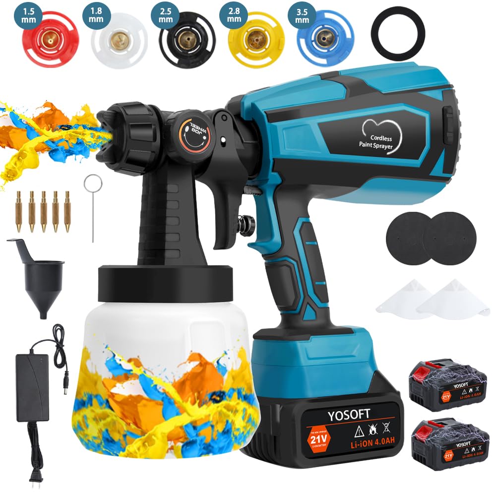 Cordless Paint Sprayer for House Painting,21V HVLP Paint Sprayer Gun ...