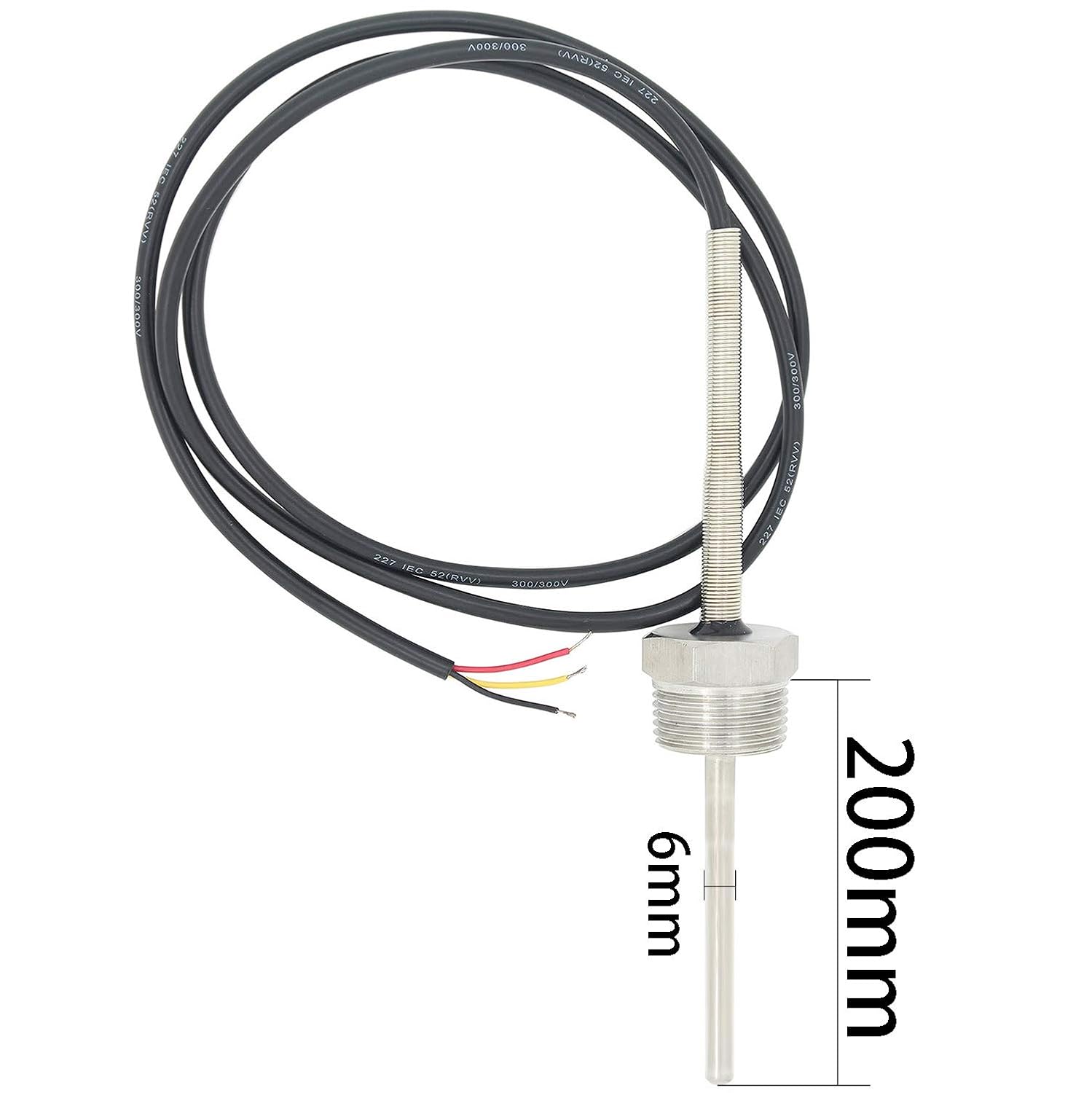 30 50 100 150 200 300 400 500mm 30mm 3/4 pulgada 6mm Pt100 temperature ...