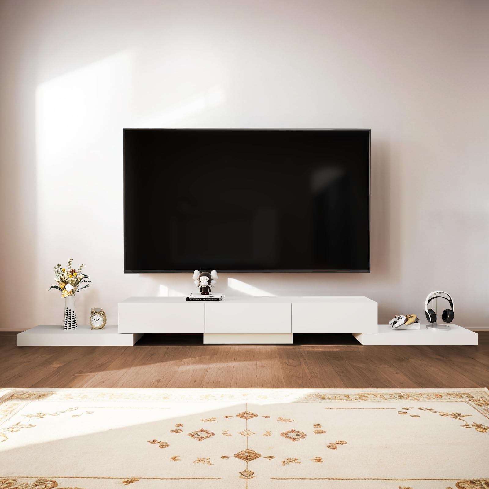 Bixiaomei Retractable TV Stand, Solid Wood Minimalist TV Shelf, Mid ...