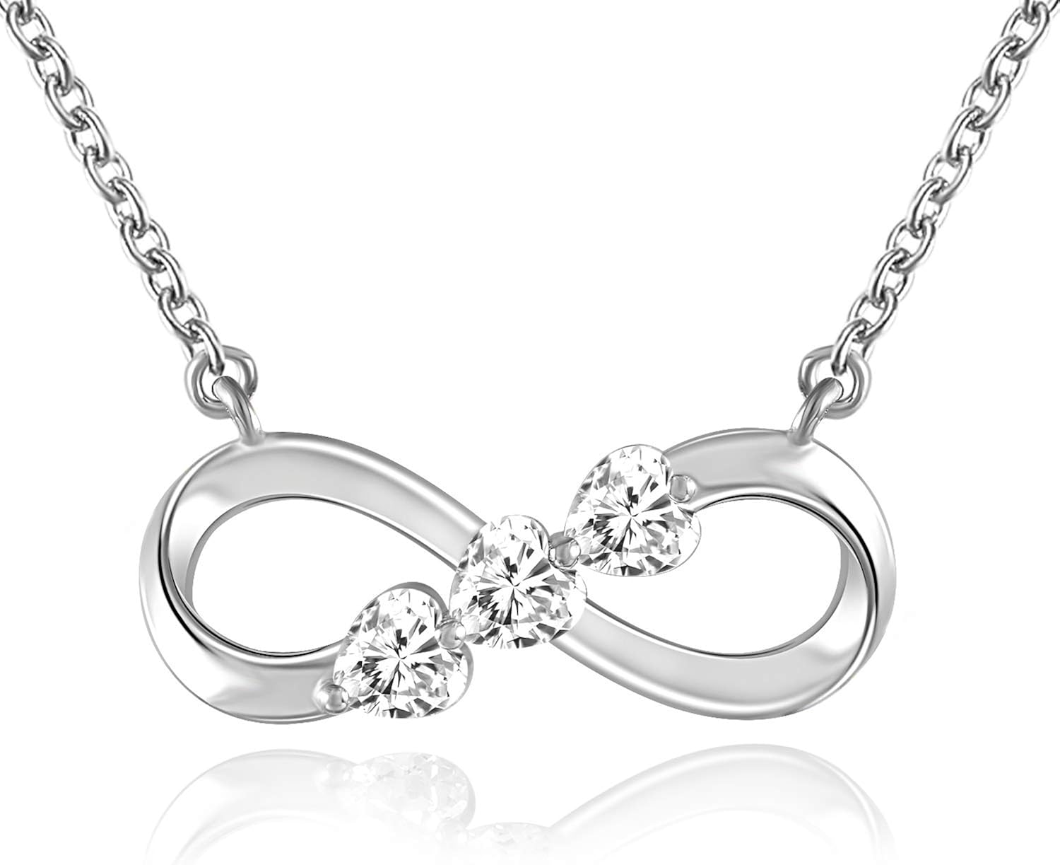 QLEESI 925 Argent Sterling Femmes Collier Amour Toujours Infini Or ...