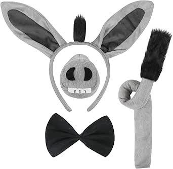Amazon.com: 4 Pieces Donkey Costume Set Donkey Ears Headband Donkey ...