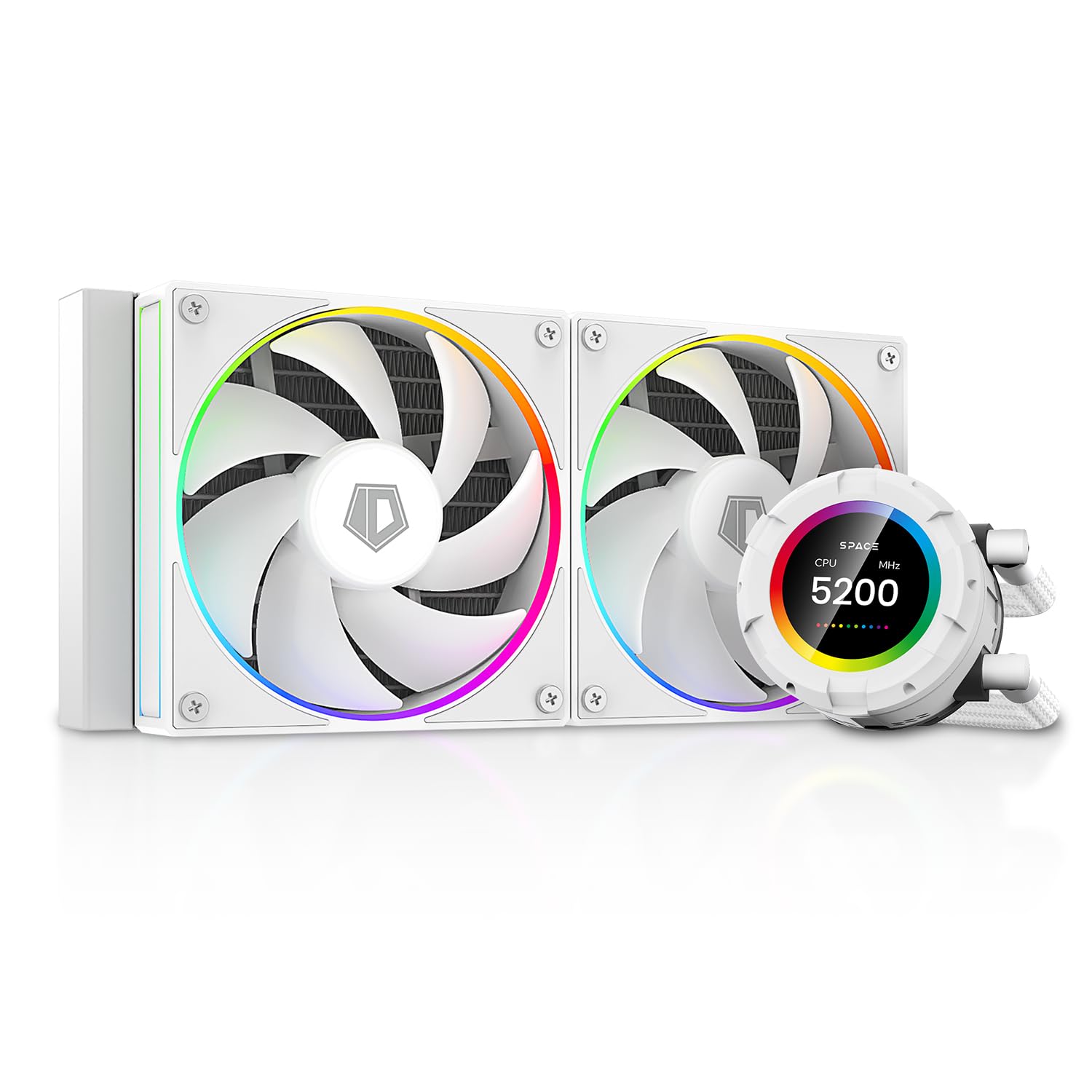 ID-COOLING SL240 White CPU Liquid Cooler with Display, Customizable 2.1 ...