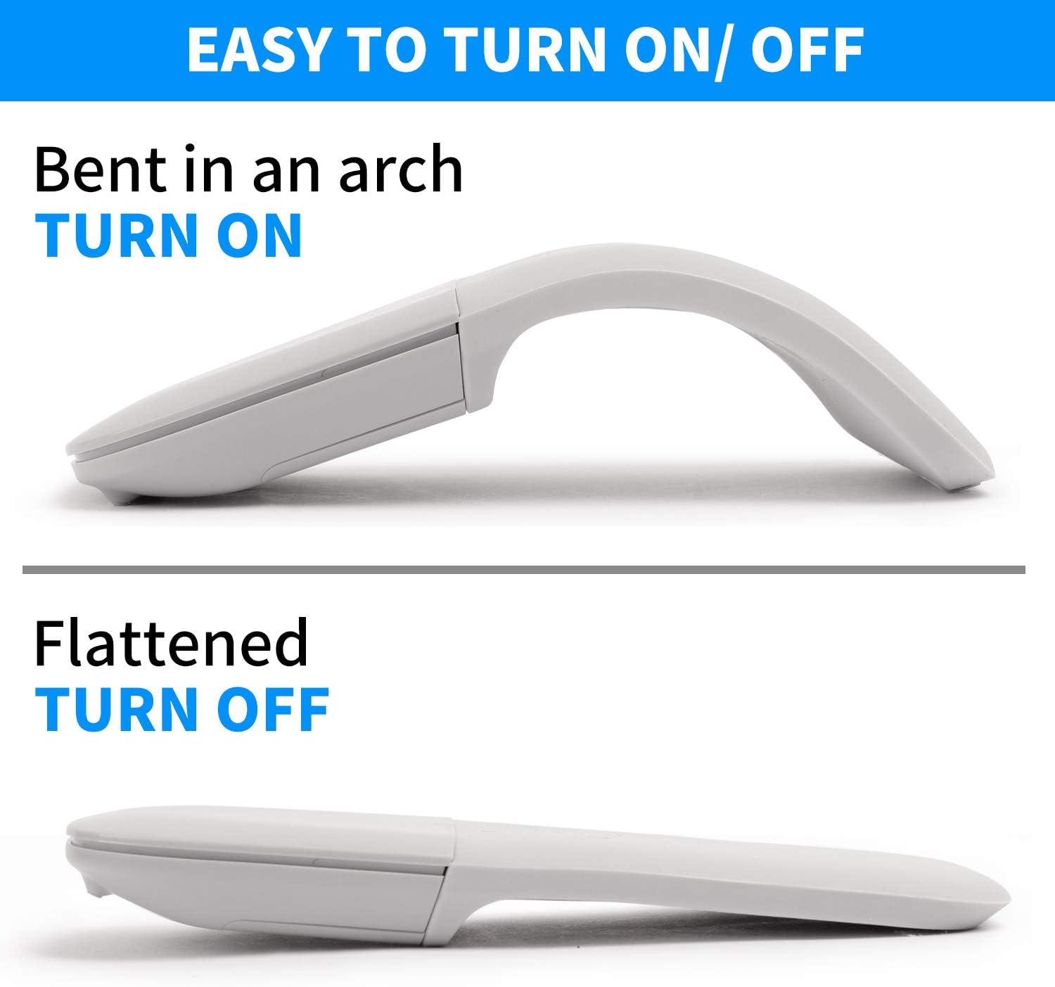 Wireless Foldable Arc Mouse Folding Bluetooth Touch Mice (White) – BigaMart