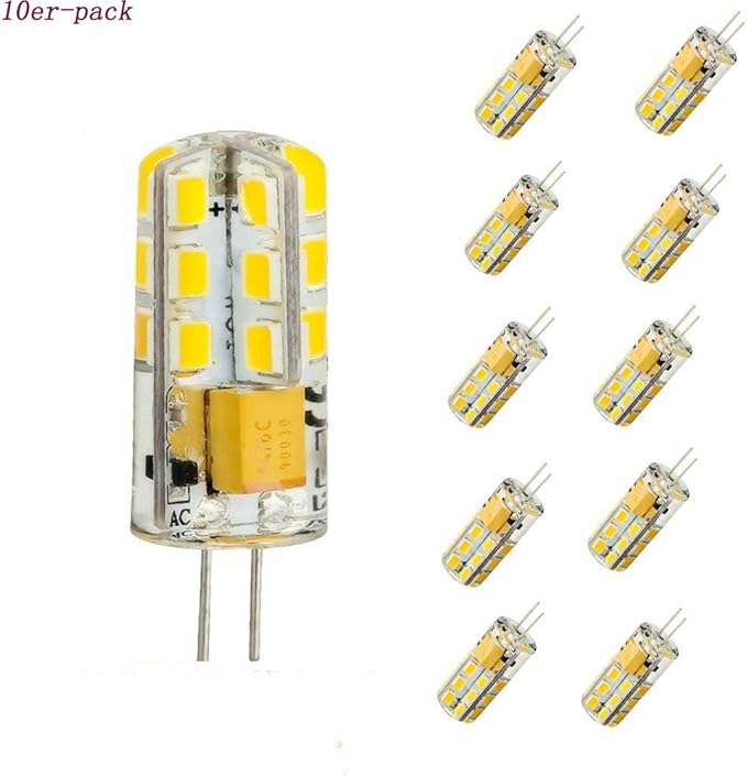 GLW® G4 LED, 2 Watt Warmweiß,LED Lampen, 12V AC/DC Wechselspannung mit 24x 2835 SMD 270~300 ...