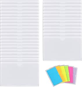 Amazon.com : Gydandir 32 Pack Self-Adhesive Index Card Pockets Top Open ...