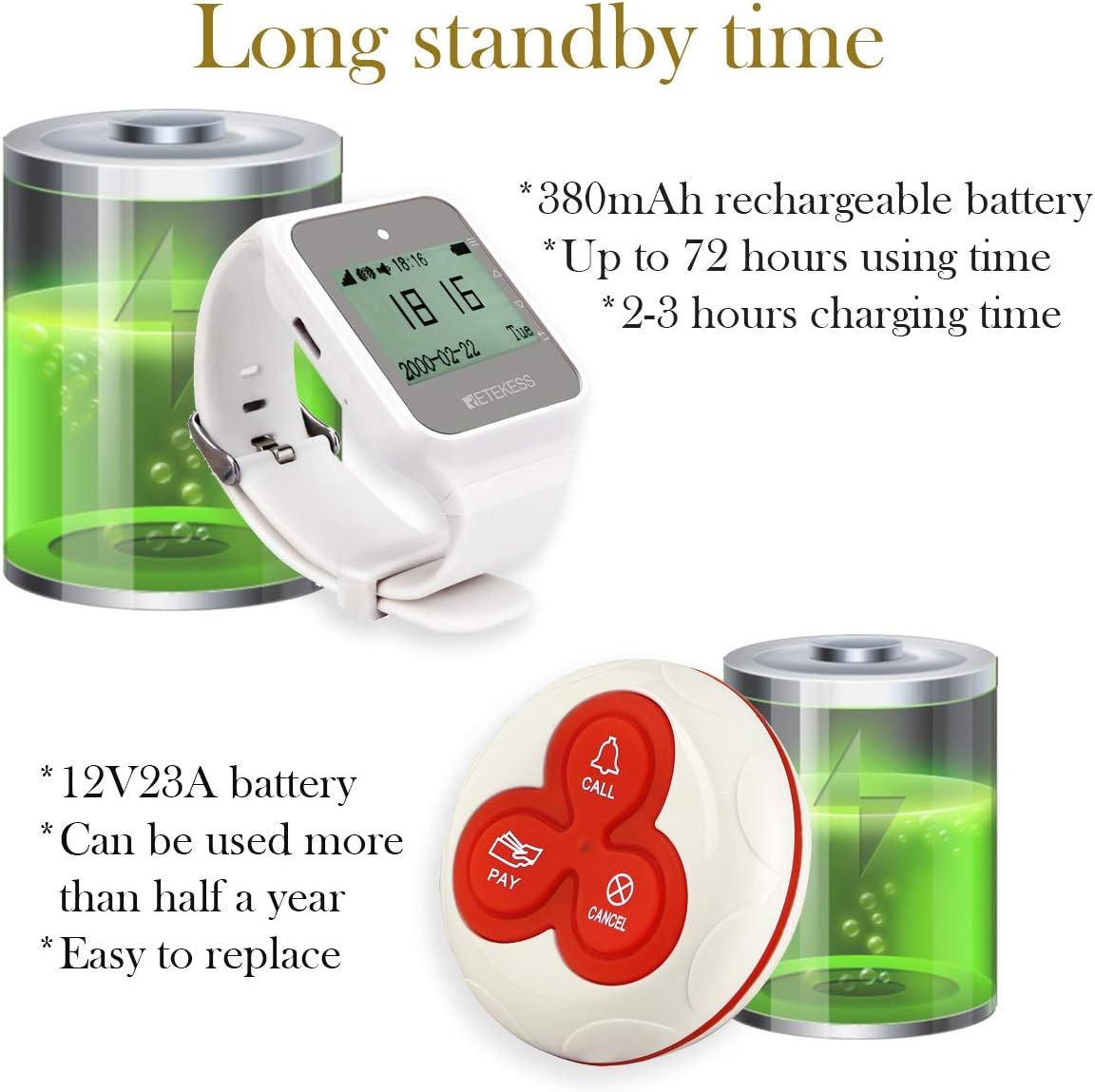 Retekess TD108-TD024-T117 Pager System, Restaurant Pager Desktop Card ...