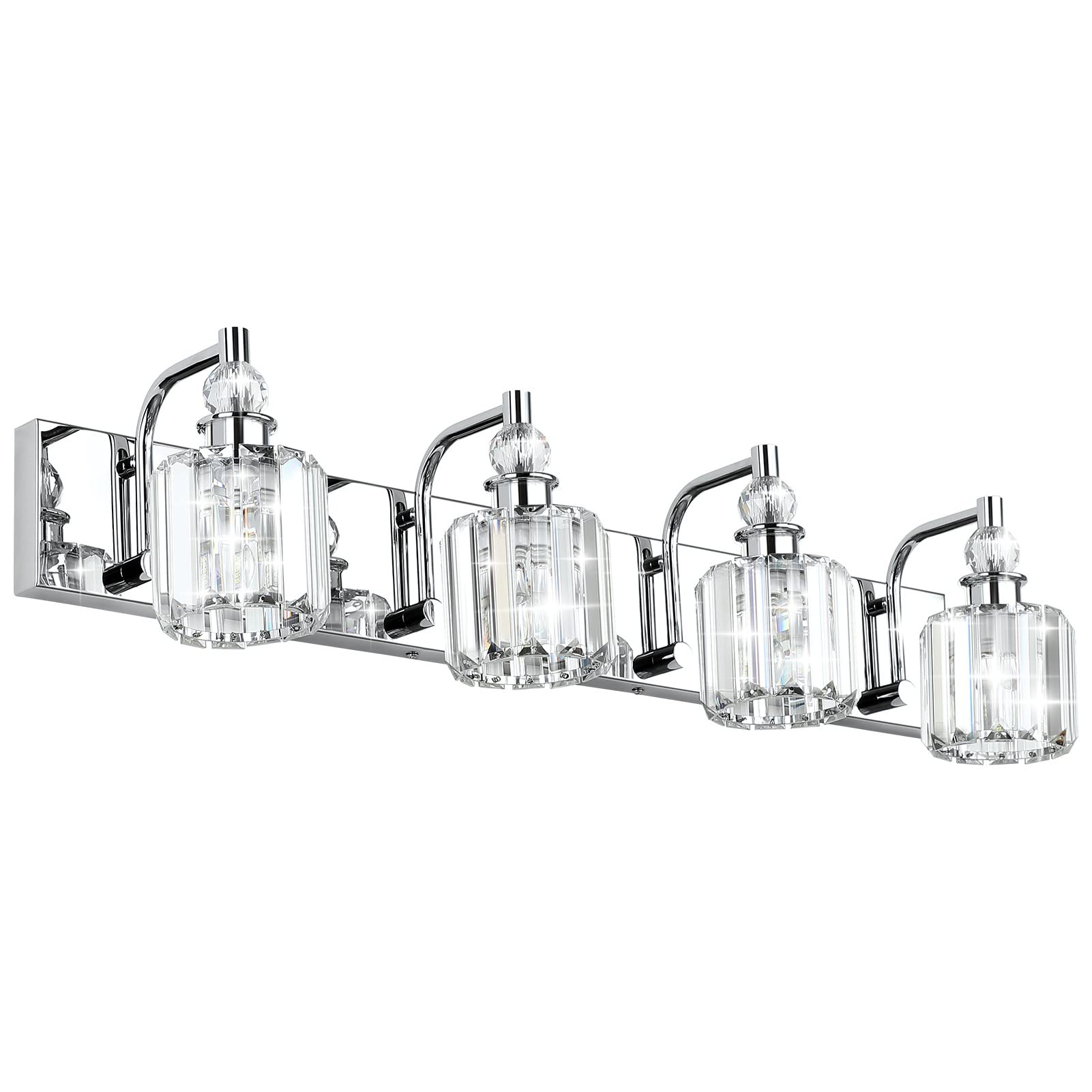 Ralbay Crystal Bathroom Vanity Light 4 Light Modern Crystal Bathroom ...