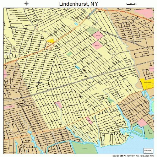 Amazon.com: Image Trader Large Street & Road Map of Lindenhurst, New ...