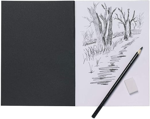A4 Black Card Cover Sketch Drawing Book 110 GSM Acid Free Paper (1 Book ...