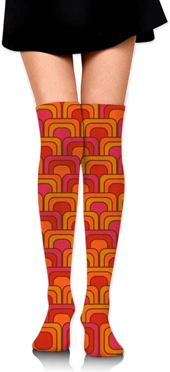 Calcetines altos para mujer con diseño geométrico retro, informales y ...