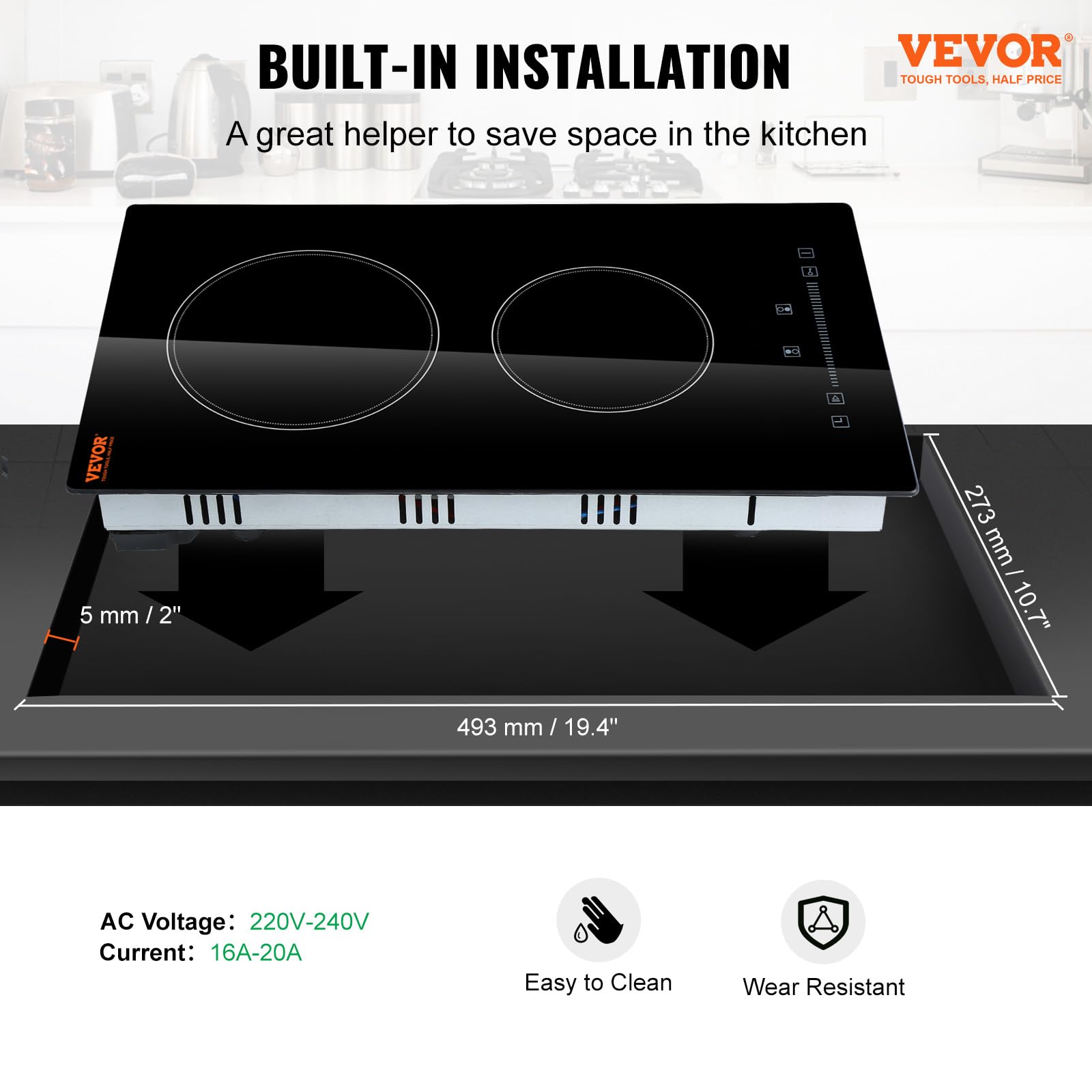 Mua VEVOR Built in Electric Stove Top,12 inch 2 Burners, 240V Glass ...