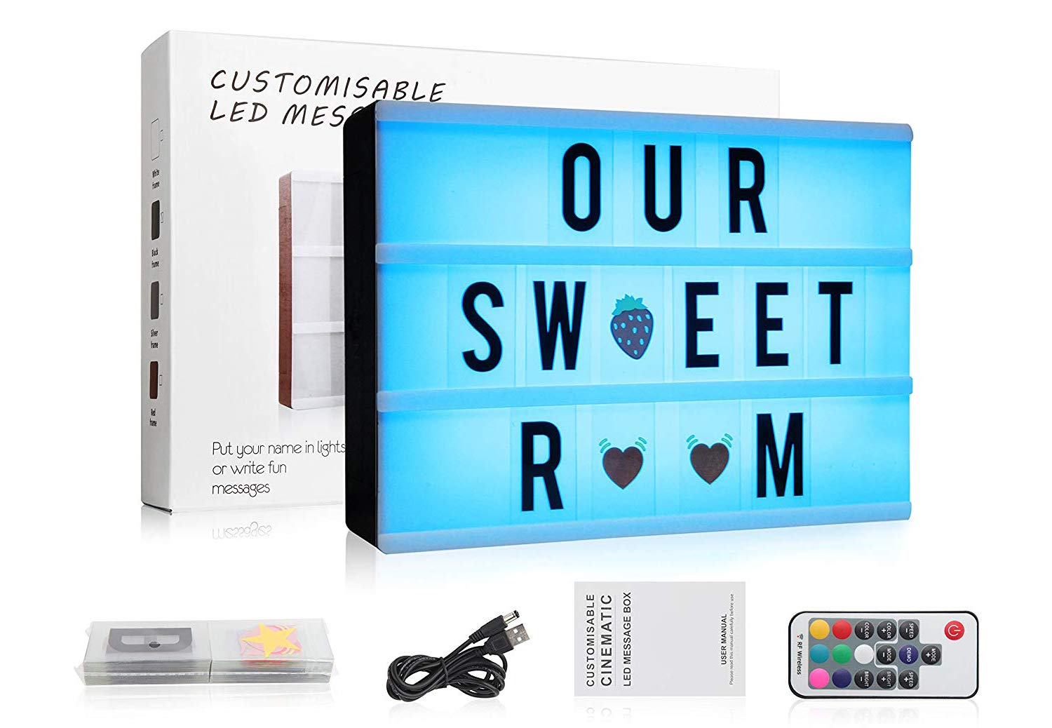 A4 7 Colours Changing Cinematic Light up Box 120 Letters NXENTC LED ...