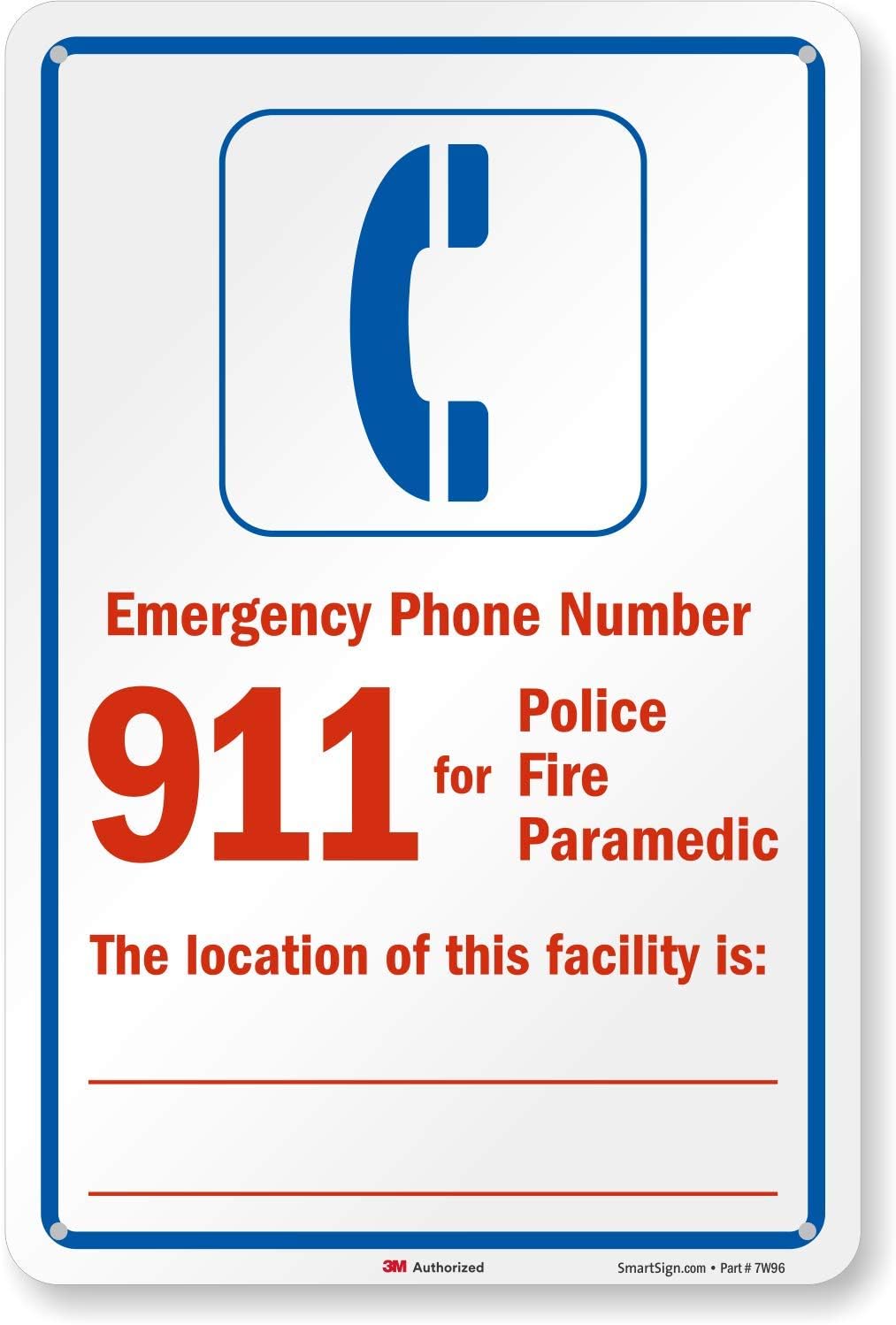 Amazon SmartSign Emergency Phone Number Sign Call 911 For Police amazon-smartsign-emergency-phone-number-sign-call-911-for-police