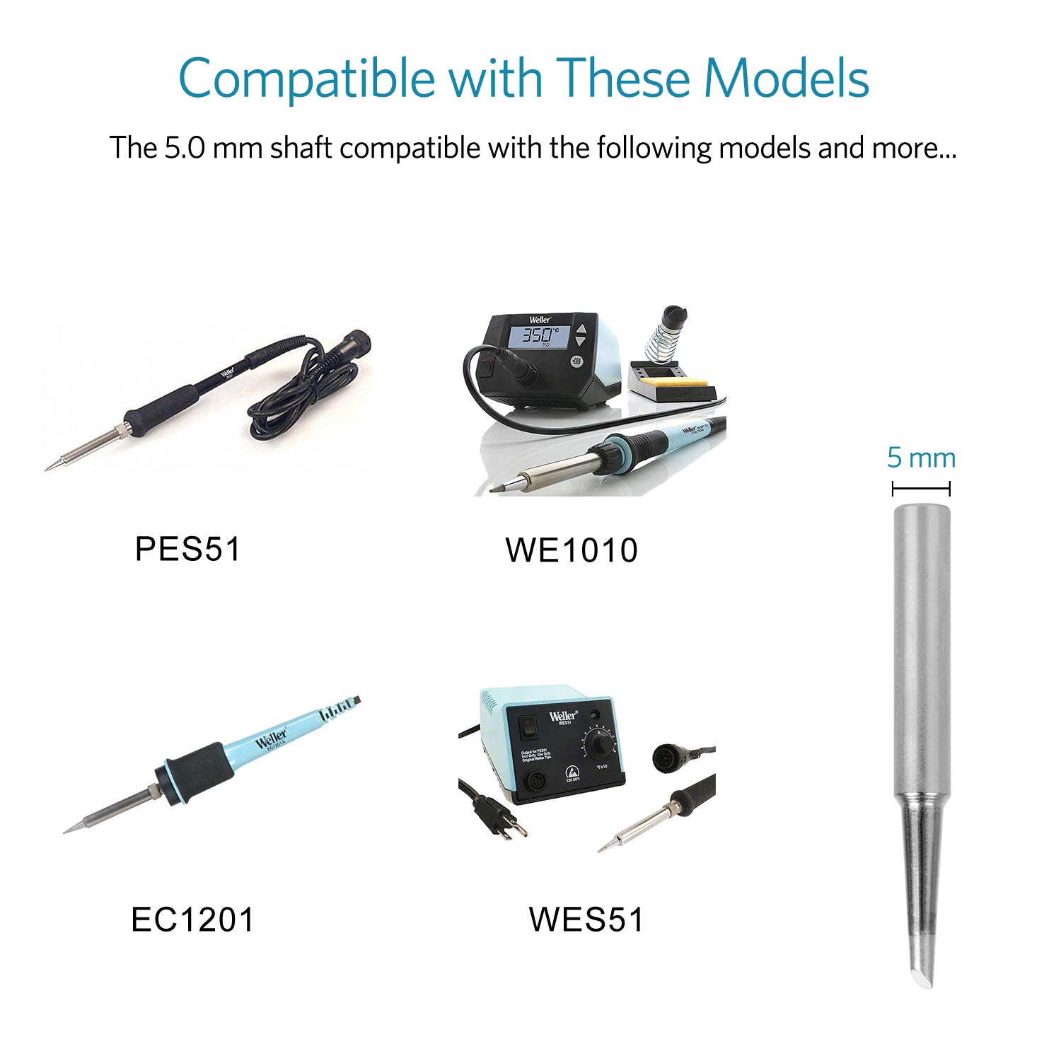 Set of 5 Shapes GeToo ET Series Soldering Tip for Weller WES51,WE1010 ...