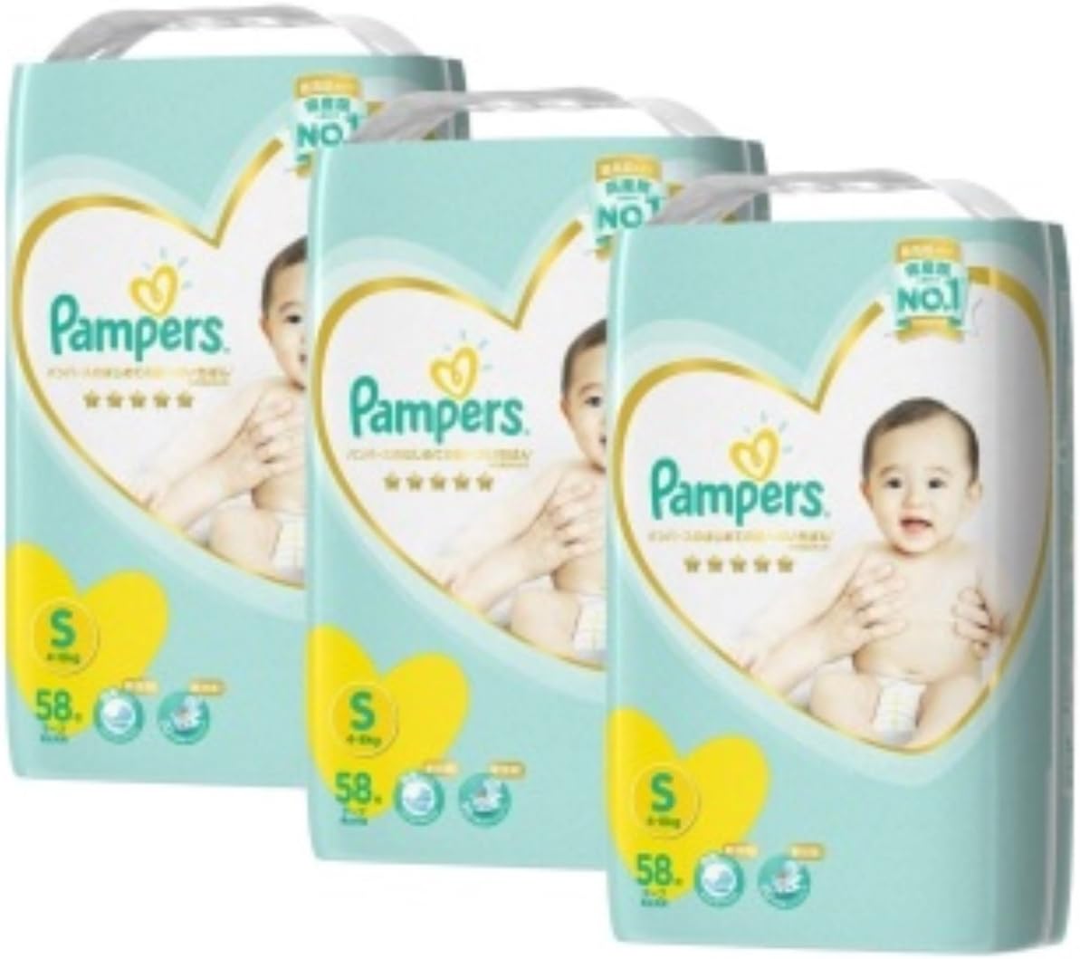 Amazon | Pampers パンパース テープ Sサイズ 4~8kg用 174枚(58枚x3個) | パンパース | おむつ