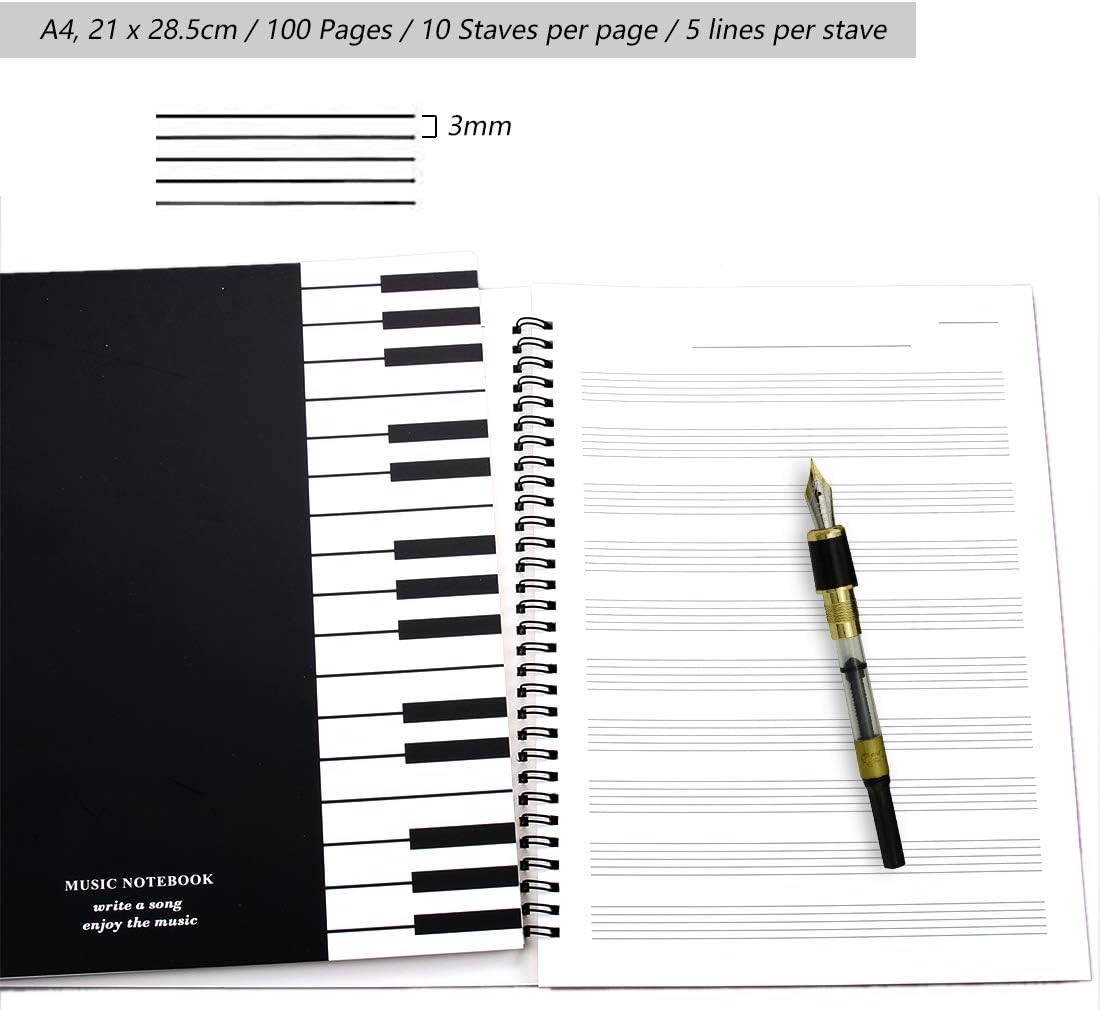 Writable 180-degree Spiral-Bound Loose-Leaf Pages 10 Stave Manuscript ...