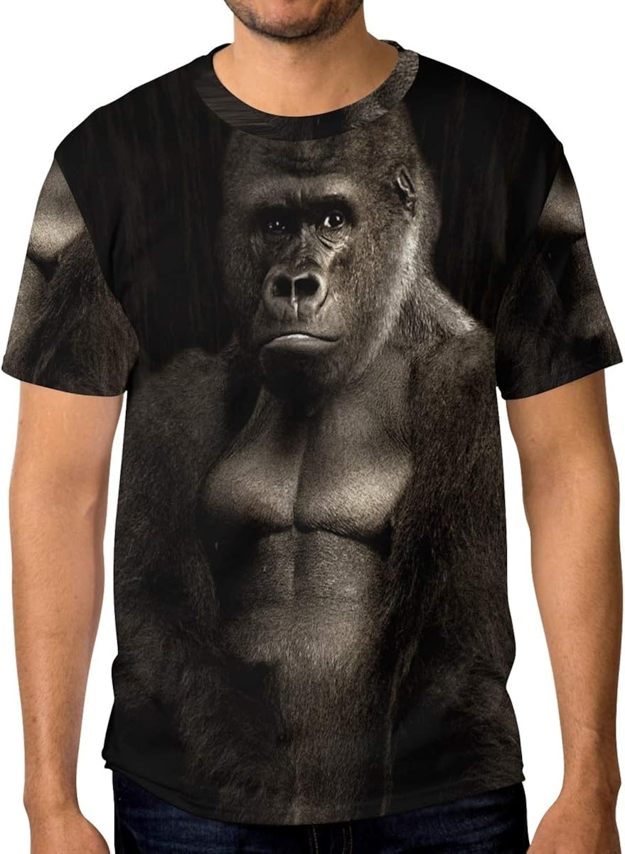 Amazon.com: Awesome Animal Gorilla Portrait Men's Basic Short Sleeve ...