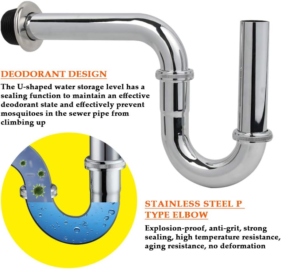 Siphon Odour Trap Sink Basin Pipe, Copper Chrome Plating Siphon Basin ...