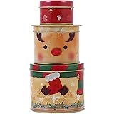 Amazon.com: Angoily Christmas Cookie Tins Set of 3, Metal Christmas Tin ...
