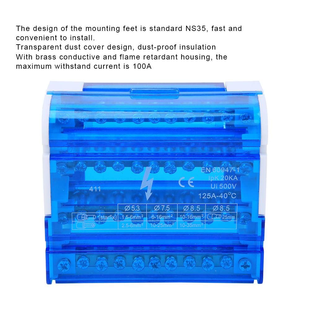 411 Terminal Block Distribution Box Ground Circuit Terminal Blocks Din Rail 4 Level Single Phase