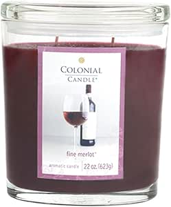 Amazon.com: Colonial Candle Fine Merlot 22 oz Scented Oval Jar Candle ...