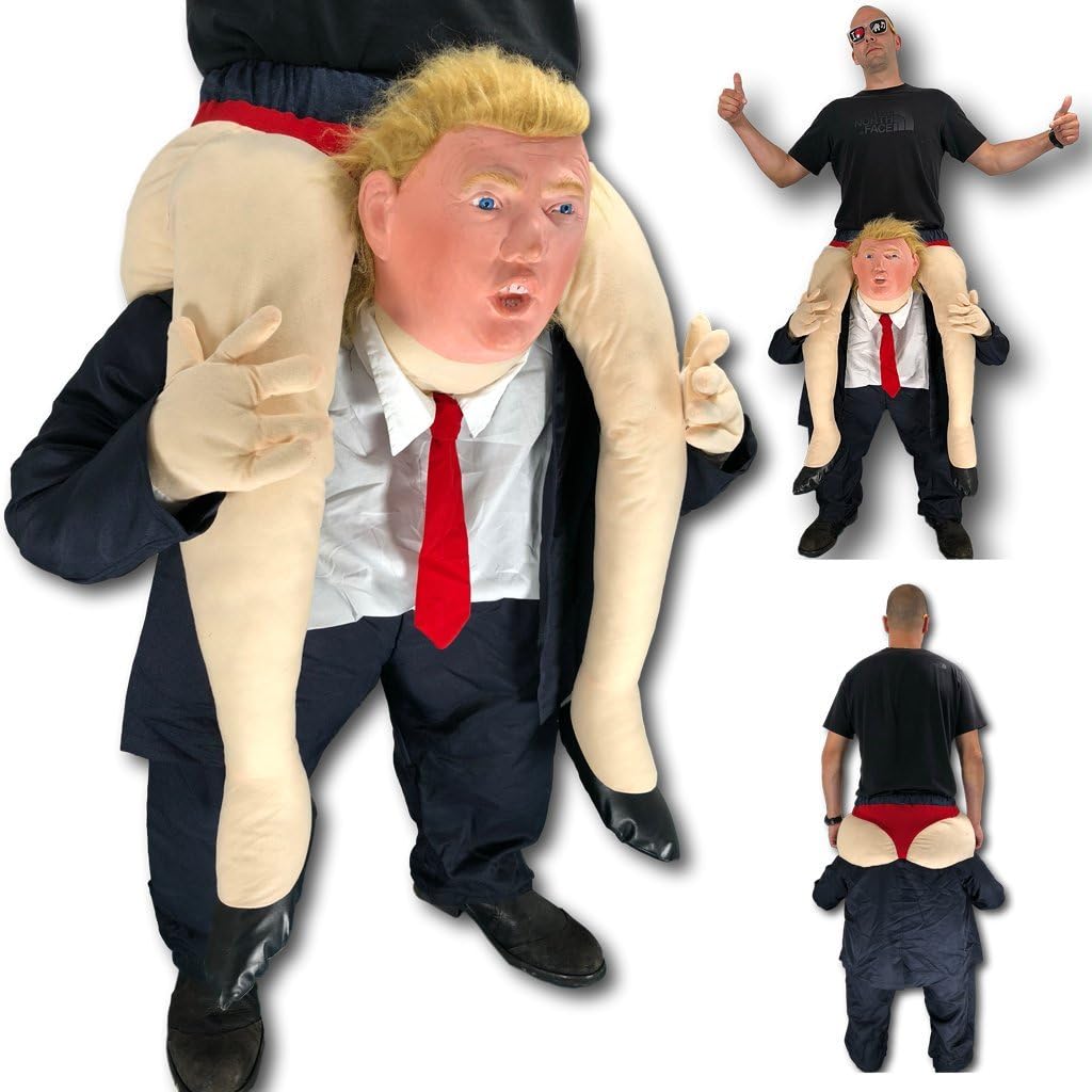Rubber Johnnies Adult Donald Trump Ride On Me Costume, Carry Back ...